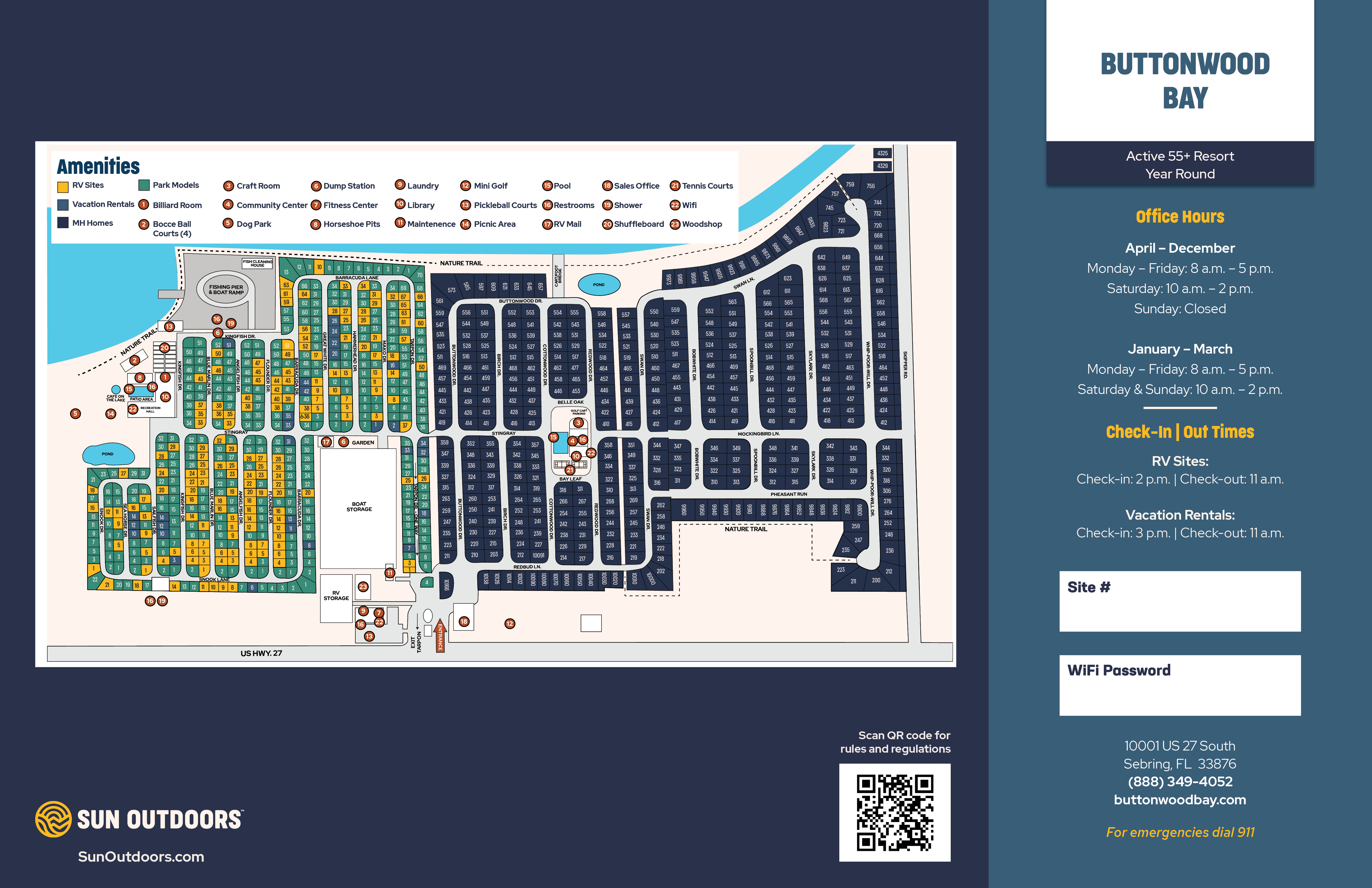 Amenities in Buttonwood Bay Resort, Sebring, FL